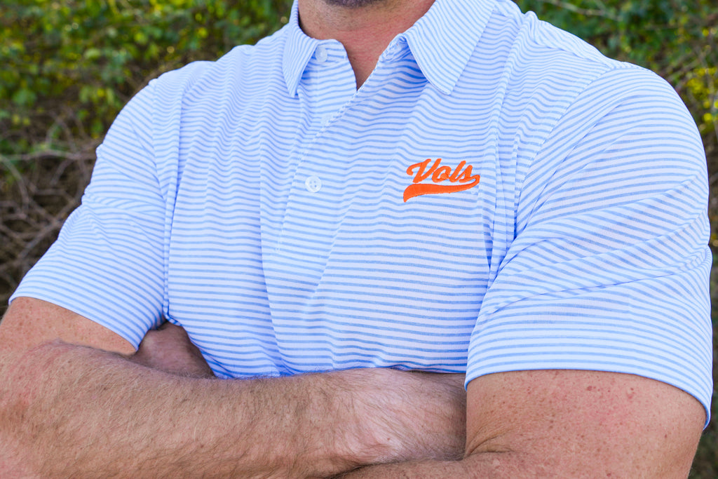 University of Tennessee Licensed Script Vols Heritage Stripe Polos ...